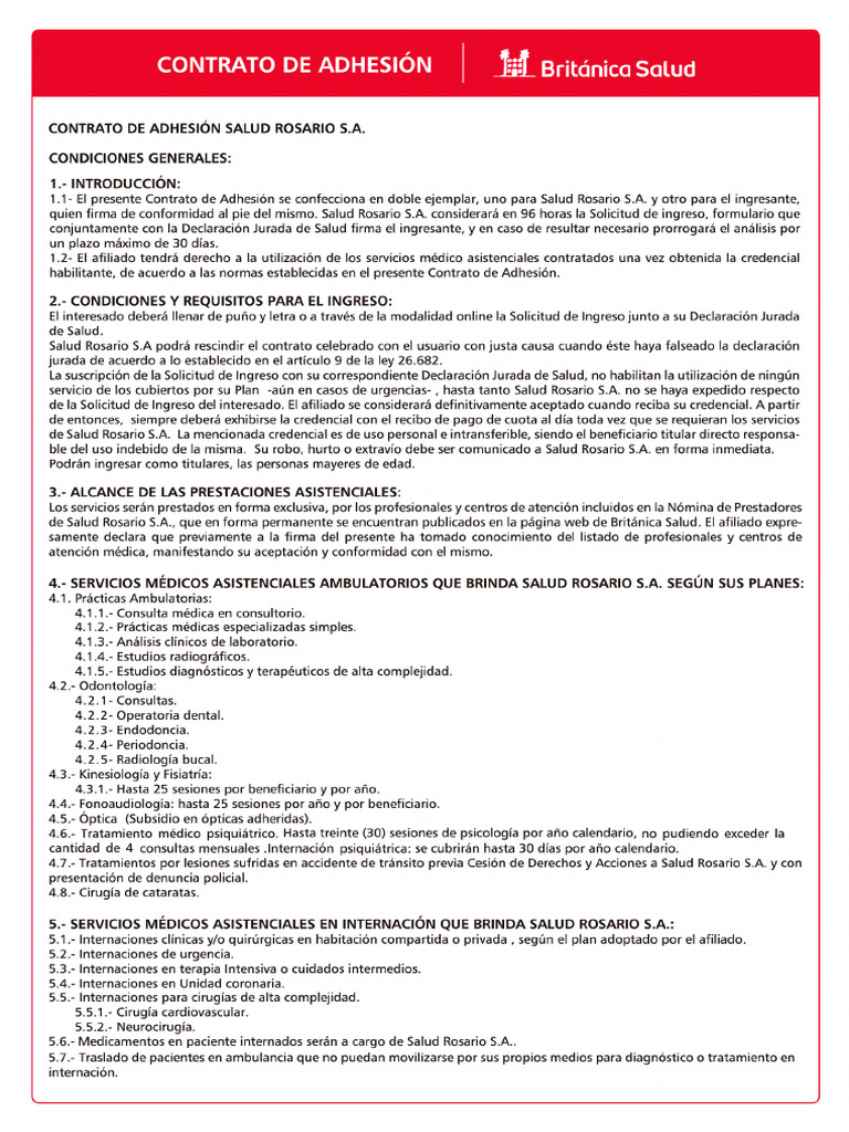 Contrato Adhesion BS A MAYOR | PDF