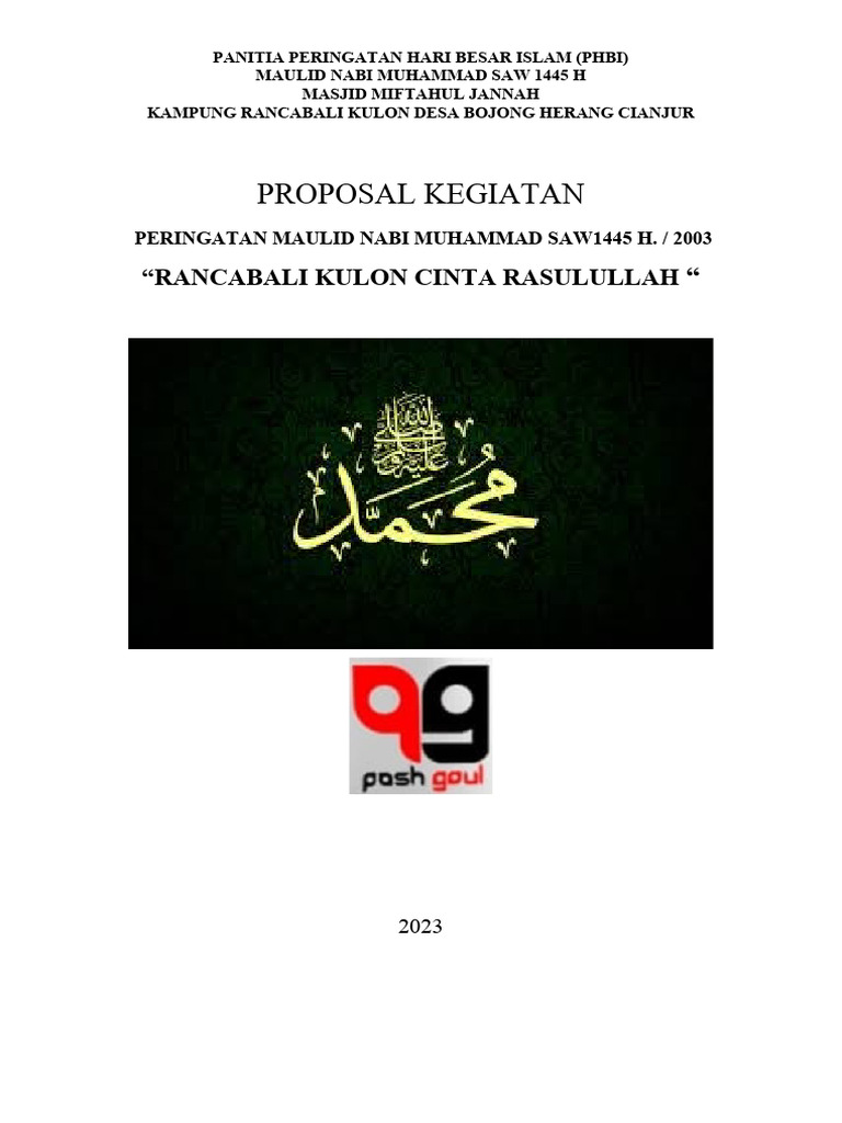 Proposal Permohonan Dana Phbi Maulid Nabi Muhammad Saw Almukhlashin | PDF