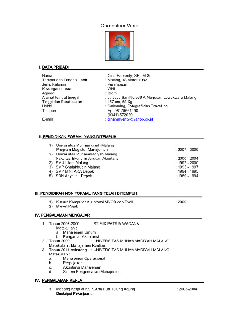 Curriculum Vitae Gina S2 | PDF