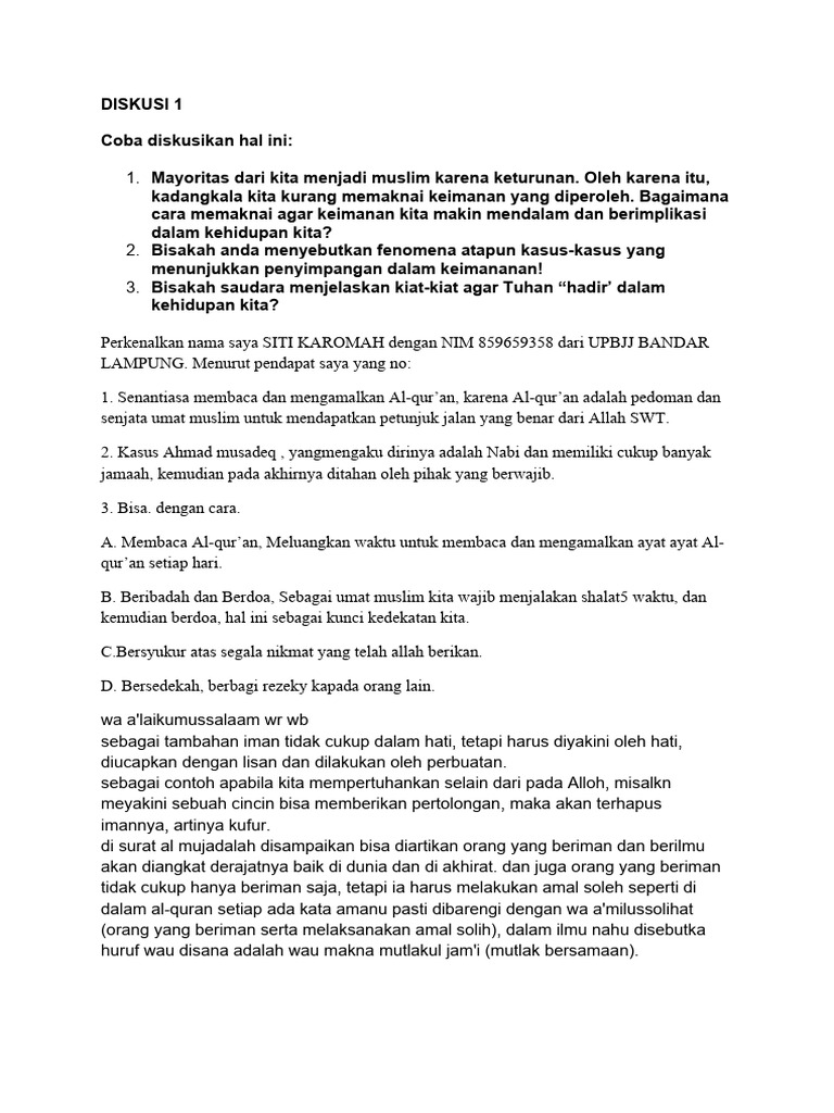 DISKUSI TUTON Agama | PDF