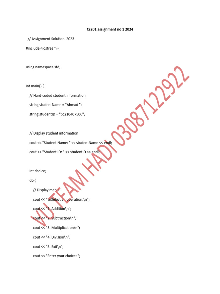 Cs201 Assignment No 1 2024 | PDF | Computer Programming | Software Engineering