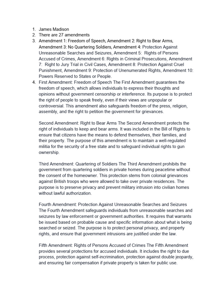 Bill of Rights Activity | Download Free PDF | Fifth Amendment To The ...