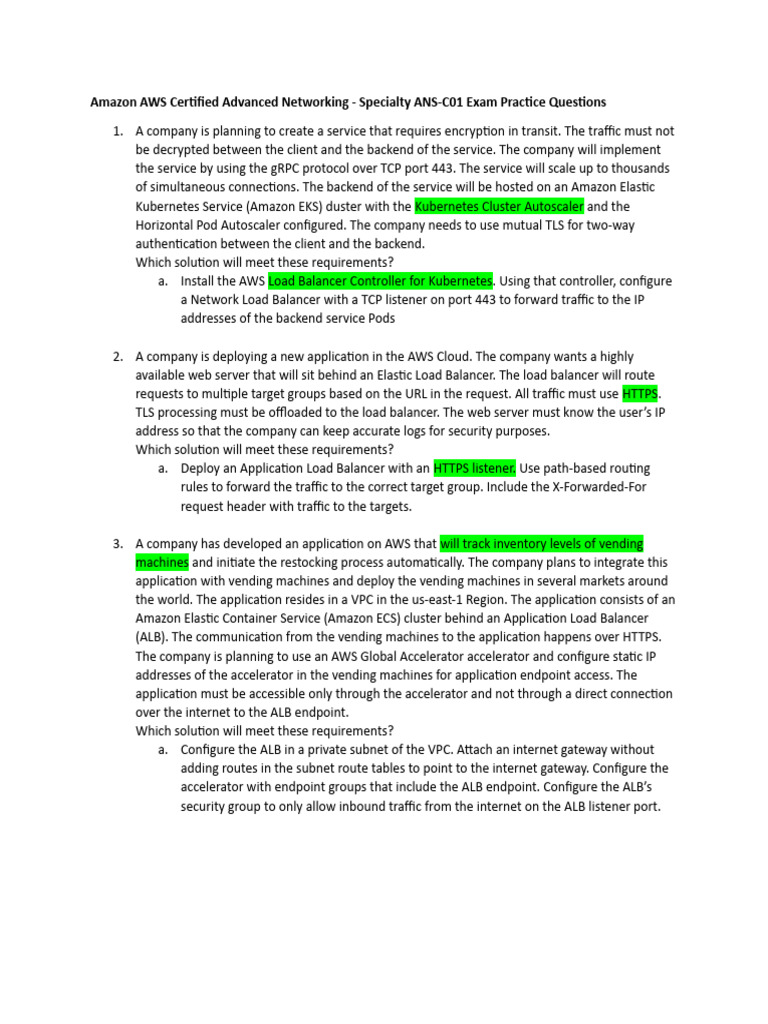 Amazon AWS Certified Advanced Networking | PDF | Domain Name System | Computer Network