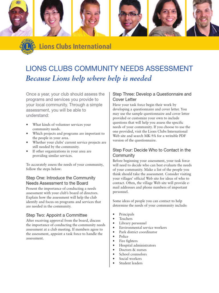 Community Needs Assessment Questionnaire | Download Free PDF | Needs ...