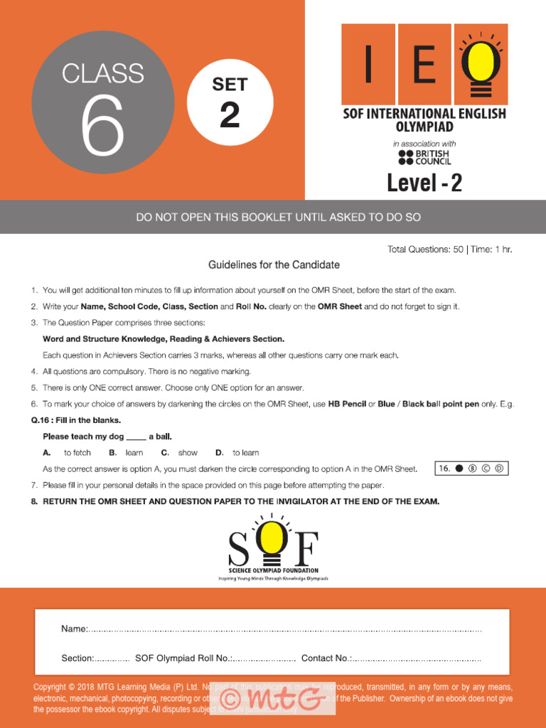 Ieo-Level2-Class-6-Set-2r D Sharma | PDF