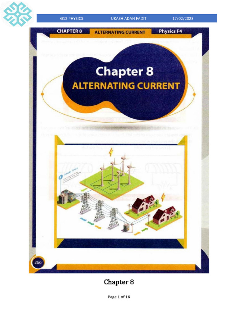 G12 PHYSICS CHAPTER 8 Full 2023 2024 DONE | PDF | Inductor | Capacitor