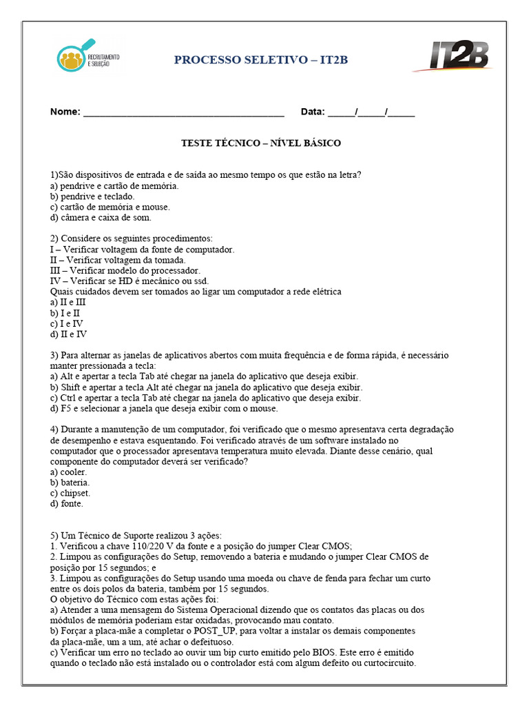 Teste Tecnico de Informatica - Basico | Download grátis PDF | Vírus de ...
