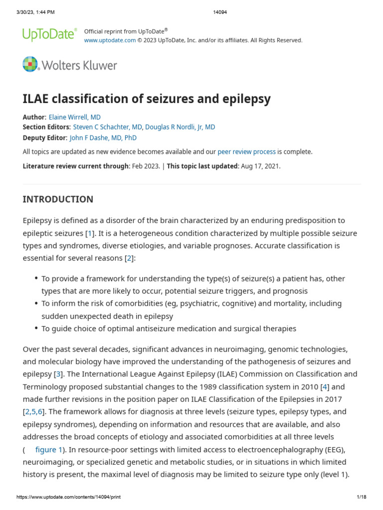 ILAE classification of seizures and epilepsy UTD | PDF | Epilepsy ...