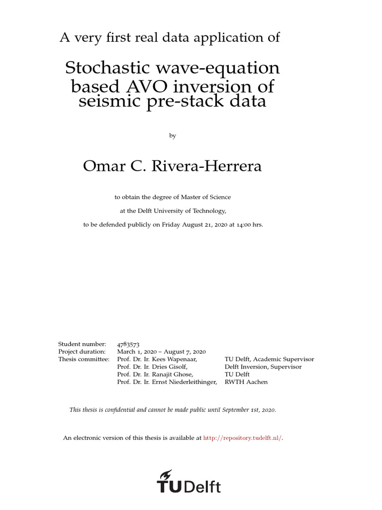 Stochastic_Inversion_TU_Delft_Delft_Inversion_Thesis | PDF | Inverse Problem | Normal Distribution