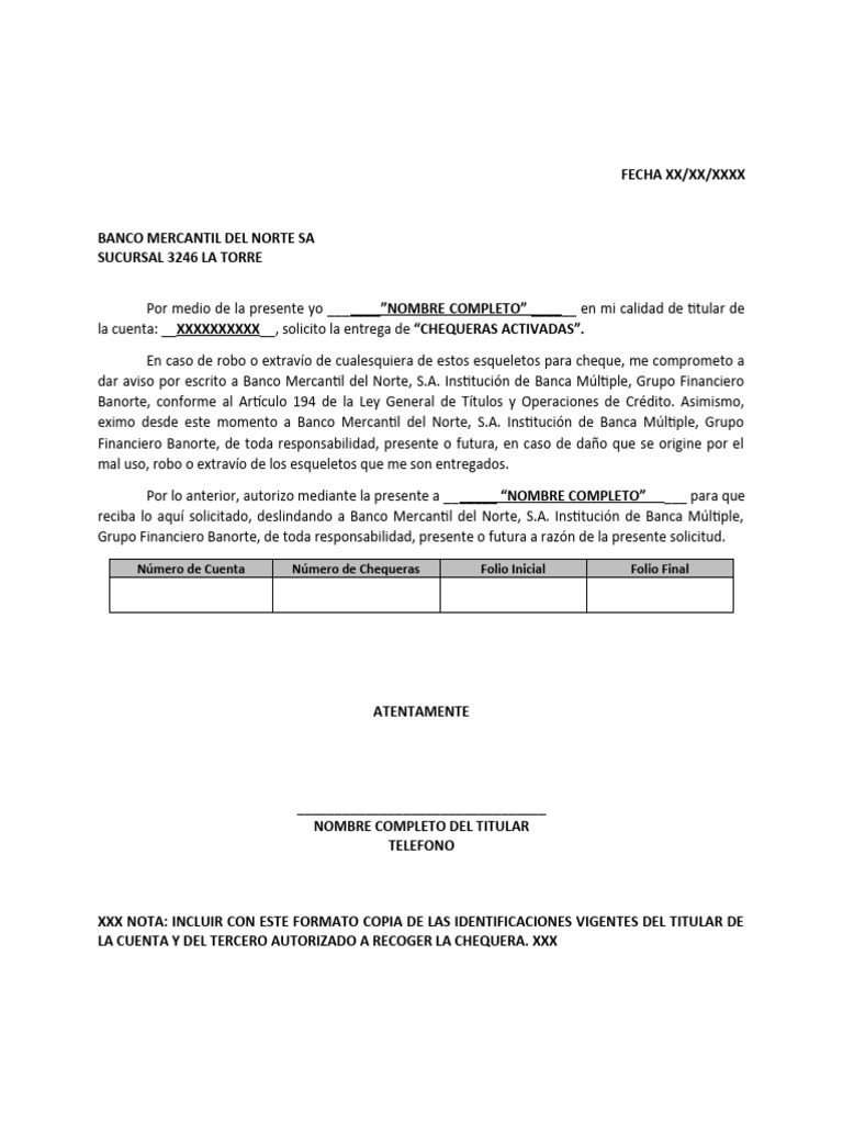 Formato de Chequera | PDF