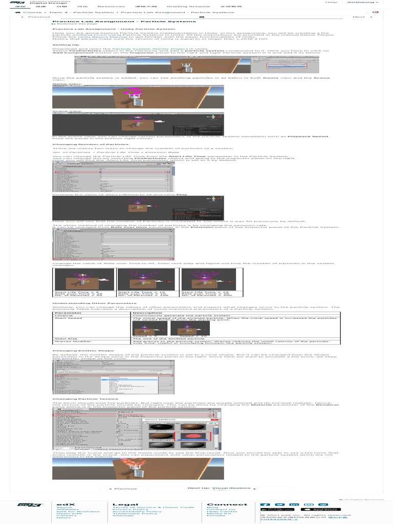 005Practice Lab Assignment - Unity Particle System | PDF | Computing