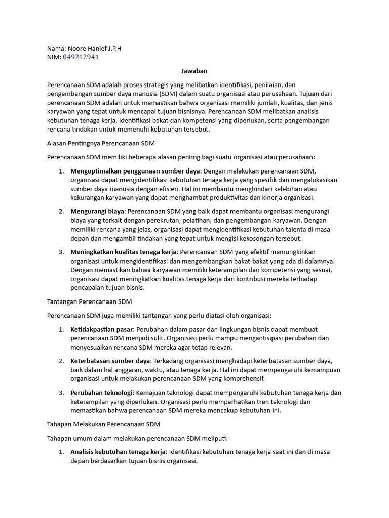 Tugas 1 Manajemen SDM | PDF