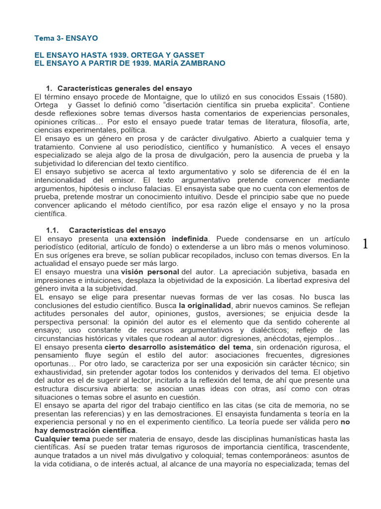 Tema 3 Ensayo | Descargar gratis PDF | Ensayos