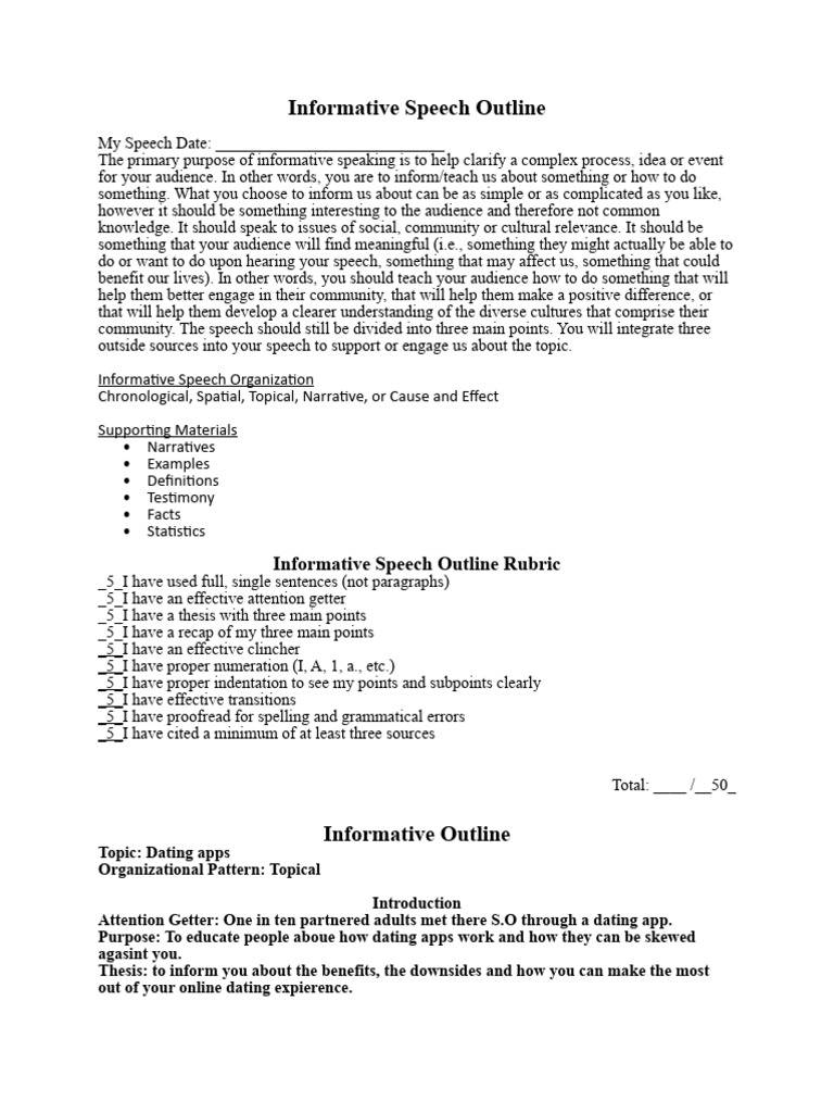 Informative Speech Outline - Docx 2 | PDF | Human Communication | Cognition