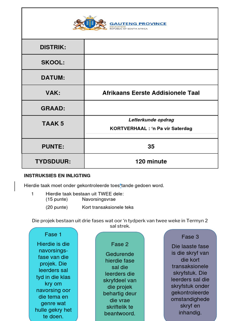 Letterkunde Projek Vraag 1 | PDF