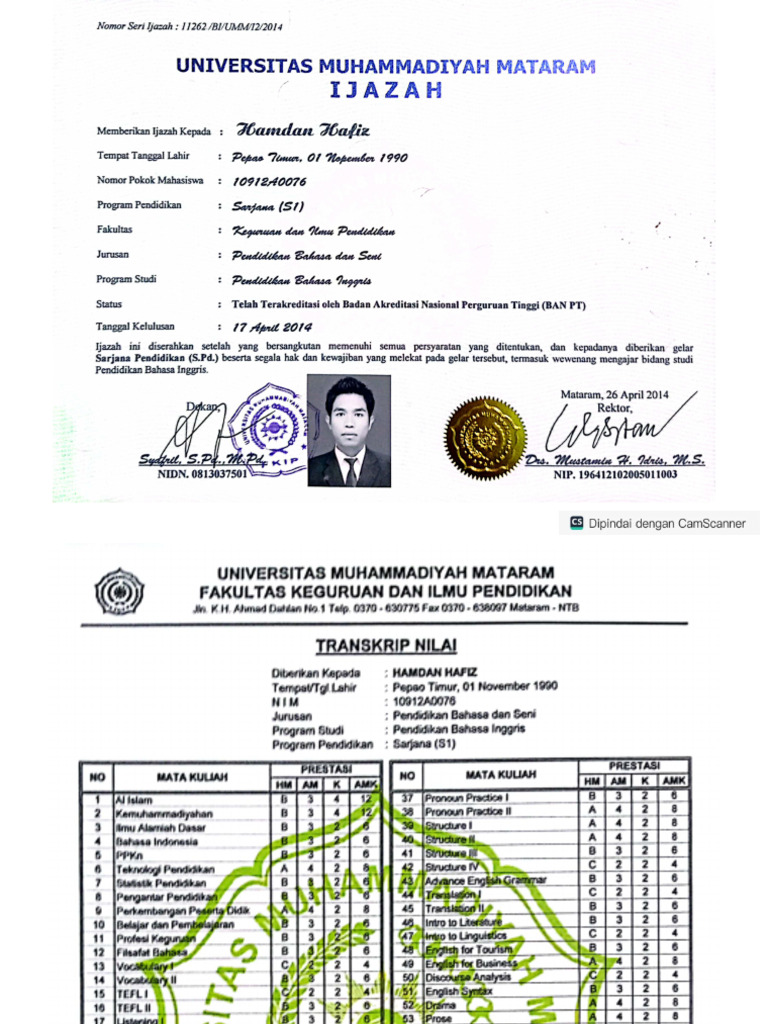 Hamdan Hafiz Ijazah S1 | PDF