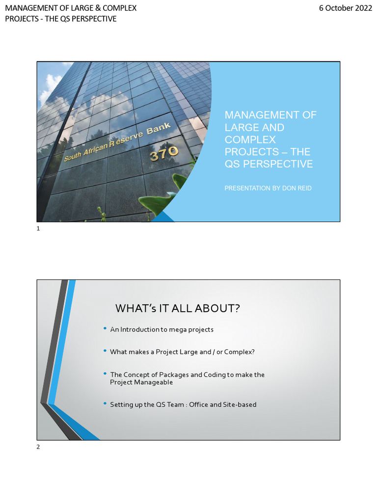 Qs Management of Large and C | PDF | Consultant | General Contractor