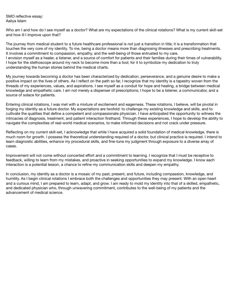 SMO reflective task 1 | PDF | Empathy | Physician