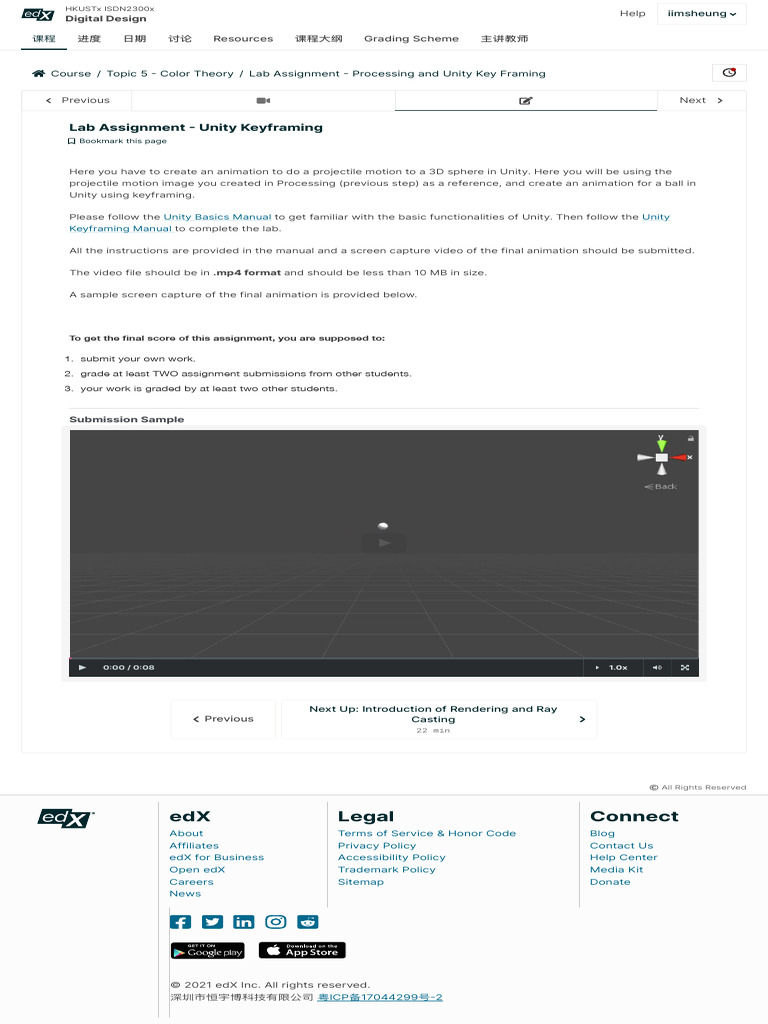 006 - 2.1lab Assignment - Unity Keyframing | PDF | Film And Video Technology | Multimedia