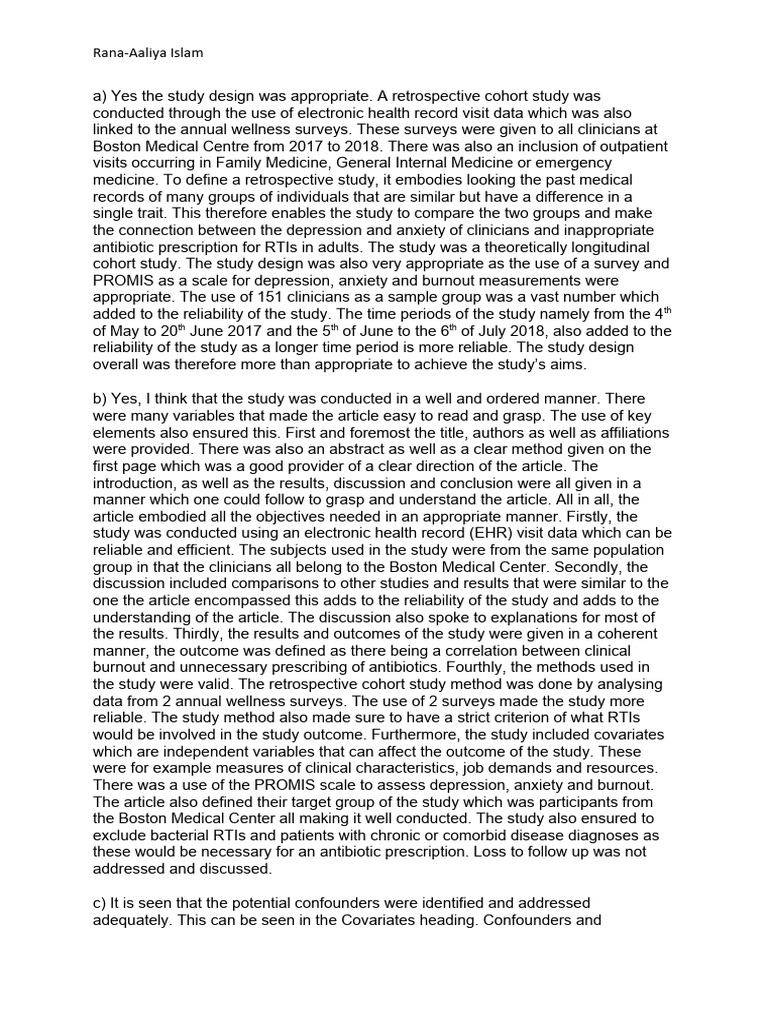 Smo Journal Task | PDF | Dependent And Independent Variables | Cohort Study