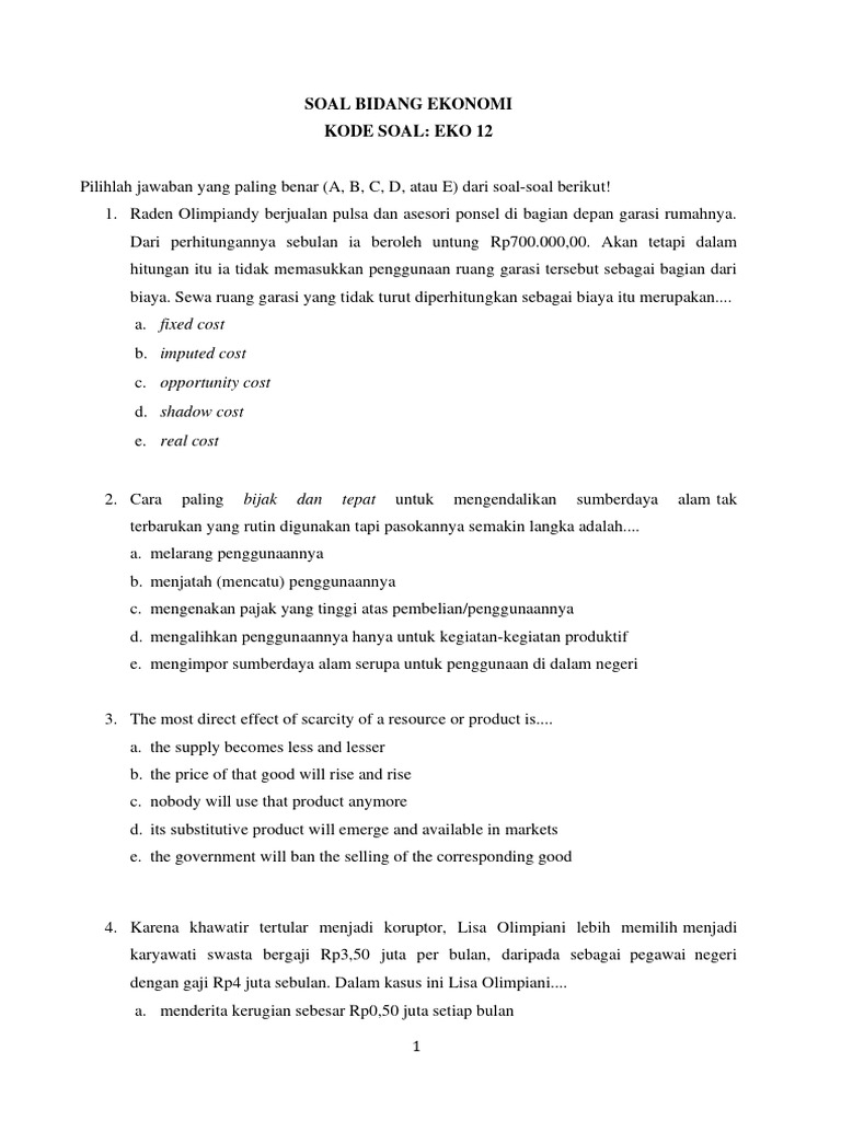 OSP Ekonomi | PDF | Demand | Marginal Cost