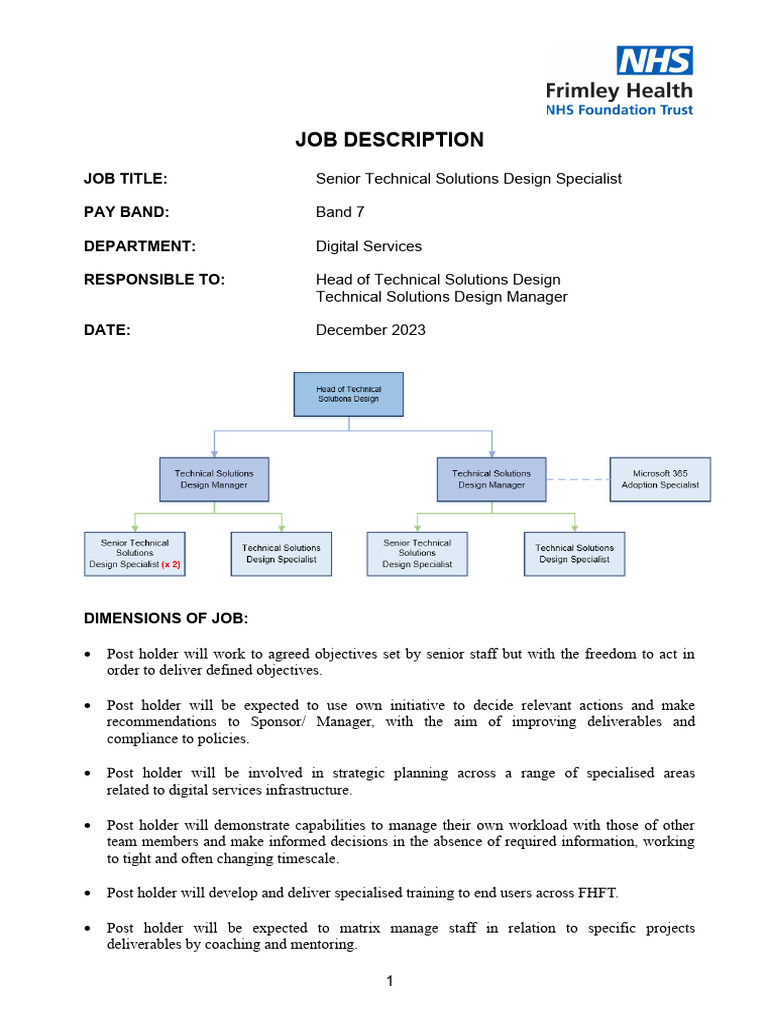 Senior Technical Solutions Design Role | PDF | Occupational Safety And ...