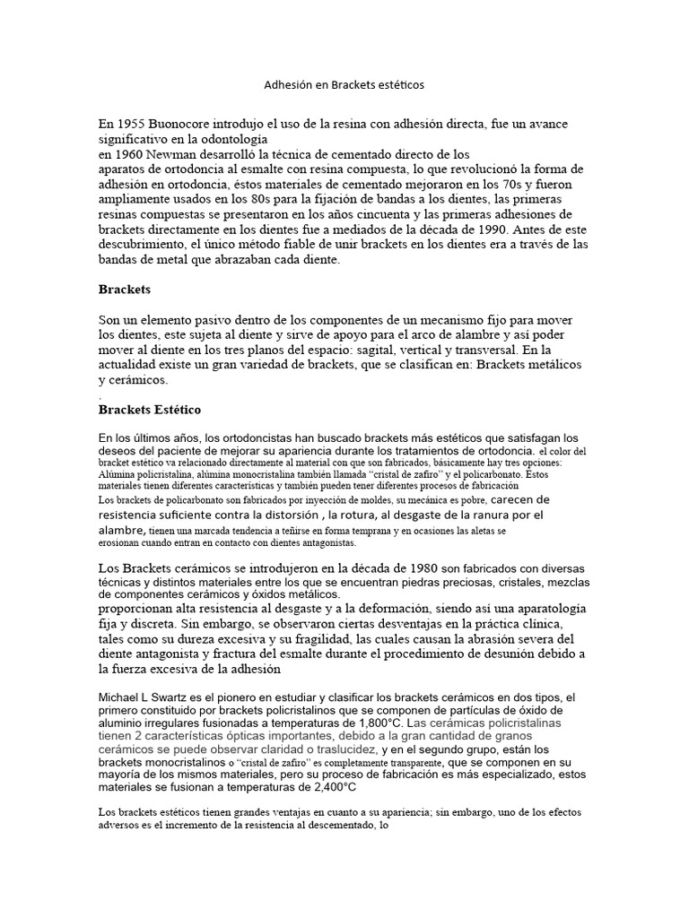 Adhesión de Brackets Estéticos en Ortodoncia | PDF | Ortodoncia | Adhesión