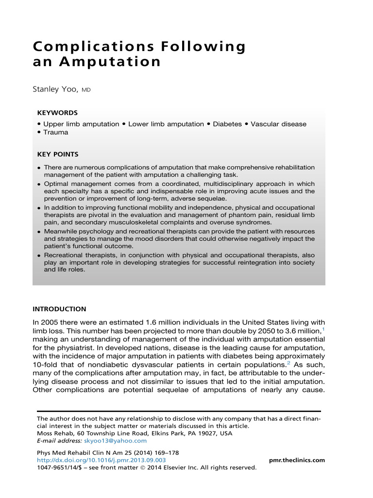 Complications Following An Amputation Pdf Amputation Prosthesis