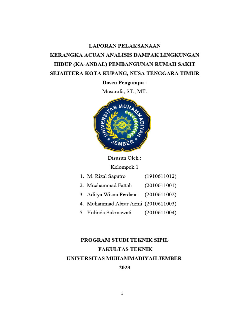 Kelompok 1 - Laporan Amdal Mareh Lah | PDF | Bisnis | Sains & Matematika