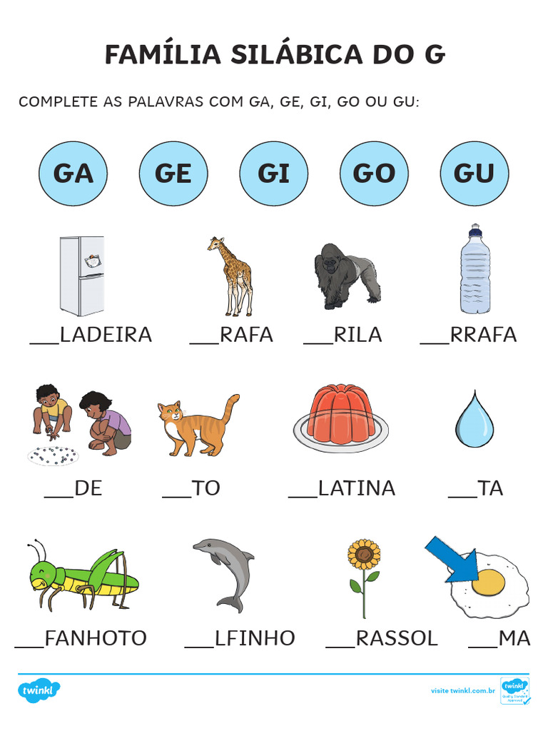 Atividade Com A Familia Silabica Do G Ver 3 | PDF