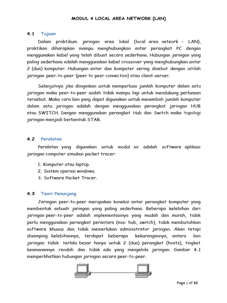 Panduan Praktikum LAN: Peer-to-Peer & Star Topologi | PDF | Komputer