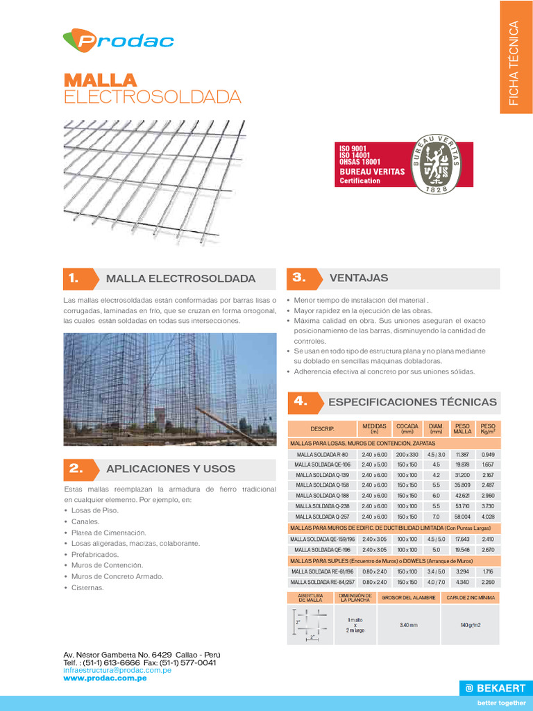 Ficha Tecnica Malla Electrosoldada de 2'' | PDF | Diseño arquitectonico | Arquitectura