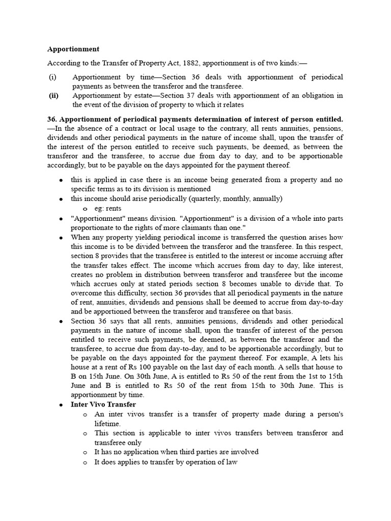 Apportionment Under TPA: Key Sections | PDF | Apportionment | Mortgage Law