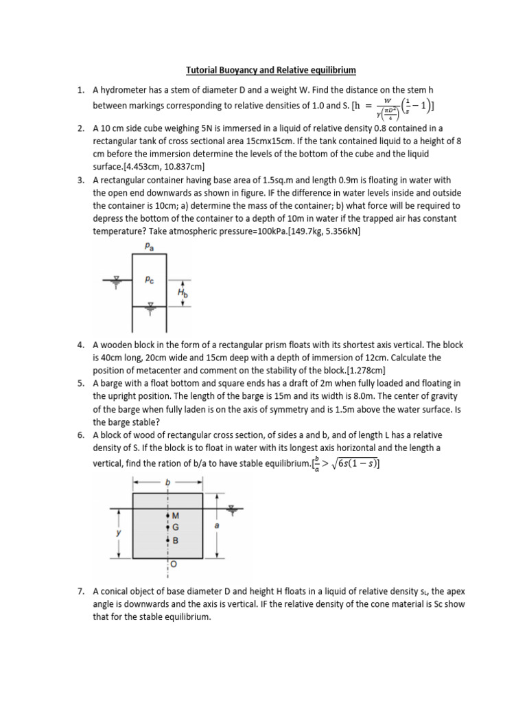 Tutorial 3B | PDF | Buoyancy | Pressure Tutorial 3B | PDF | Buoyancy | Pressure