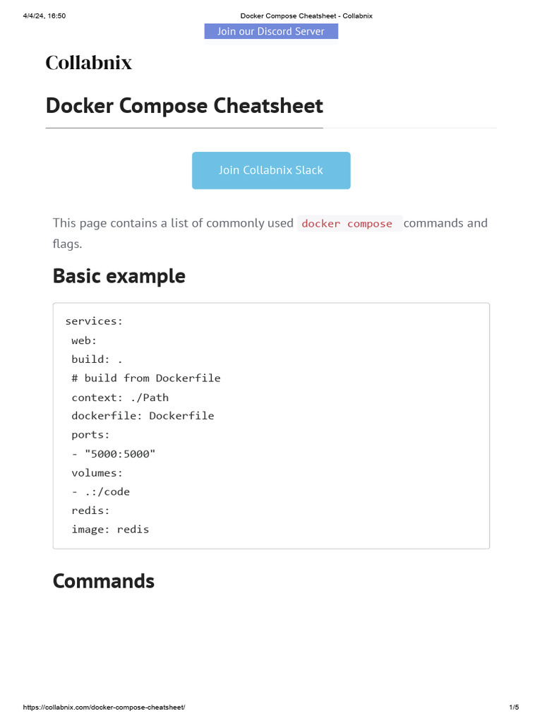 Docker Compose Cheatsheet - Collabnix | PDF | World Wide Web | Internet & Web