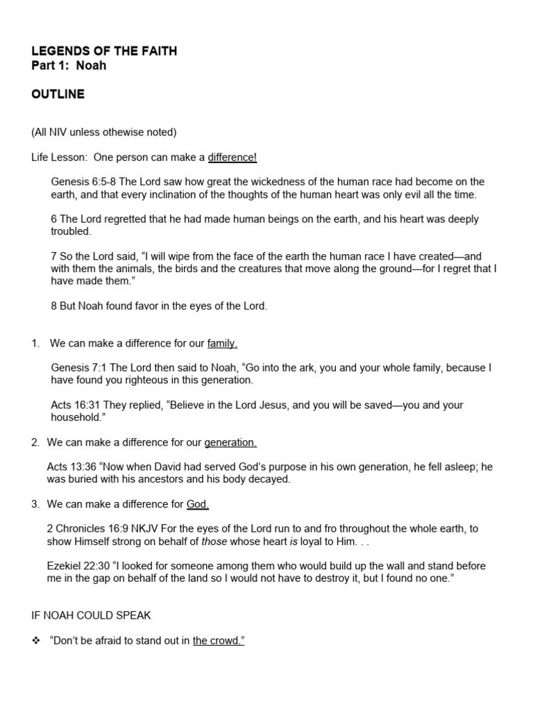 Noah: One Person Can Make a Difference | PDF | Noah | Book Of Genesis