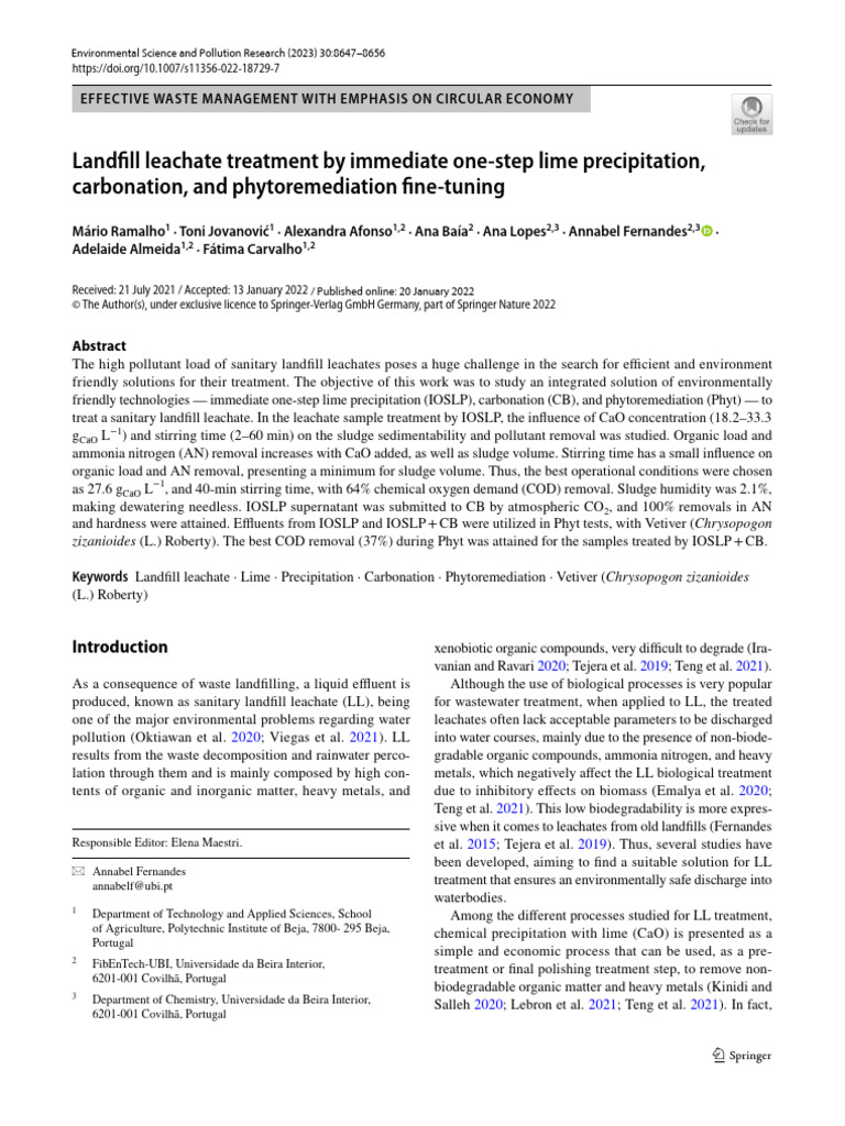 Landfill Leachate Treatment Techniques | PDF | Landfill | Ammonia