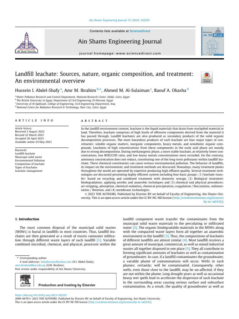Landfill Leachate Composition Overview | PDF | Landfill | Anaerobic ...