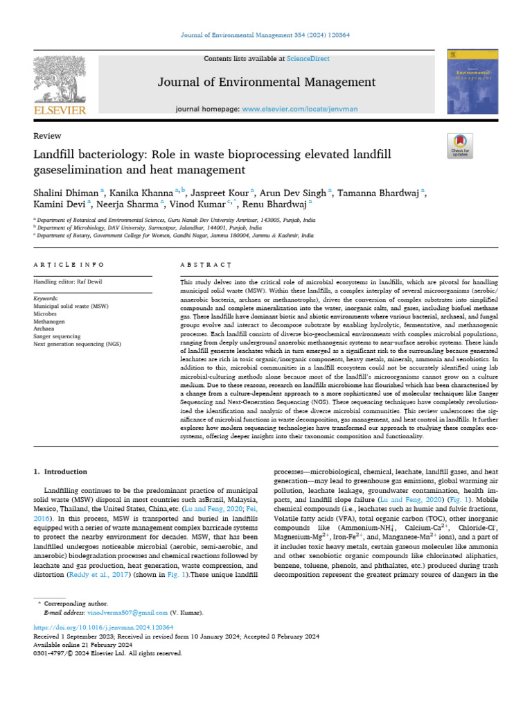 Landfill Bacteriology - Role in Waste Bioprocessing Elevated Landfill ...