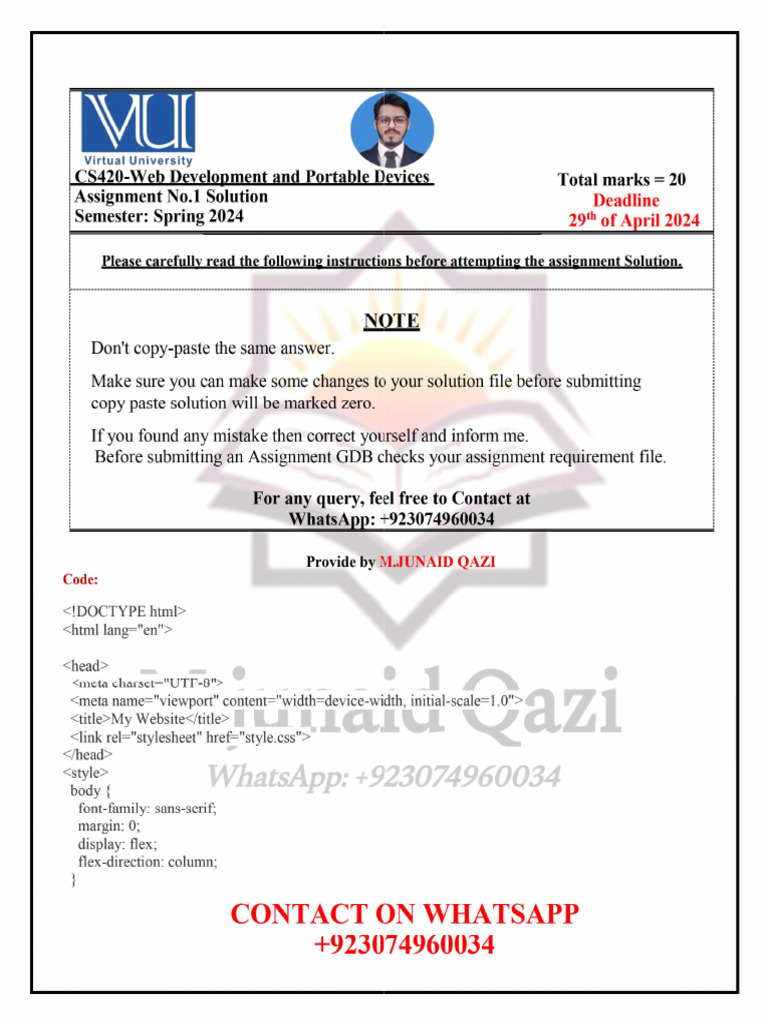 CS420-Assignment 1 Solution Spring 2024 by M.junaid Qazi | PDF