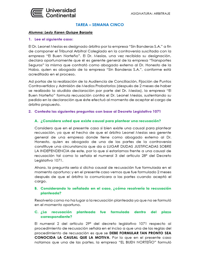 Tarea Semana 8 - Arbitraje | PDF | Arbitraje | Gobierno