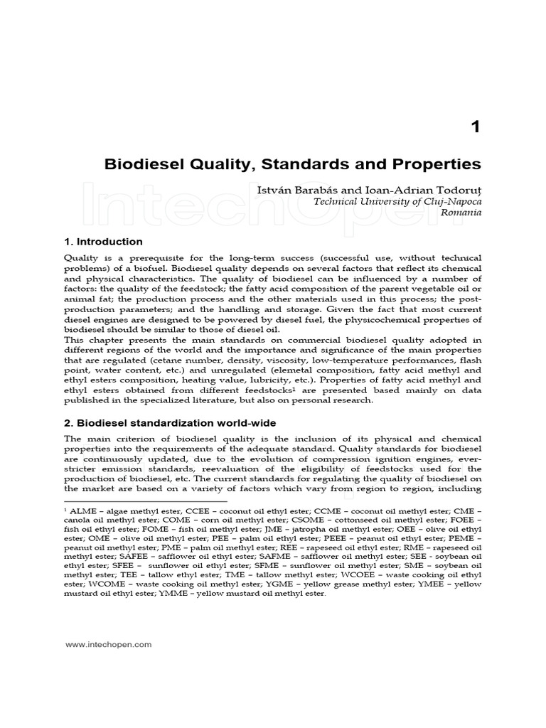 Biodiesel - Quality, Emissions and By-Products | PDF | Biodiesel | Diesel Fuel