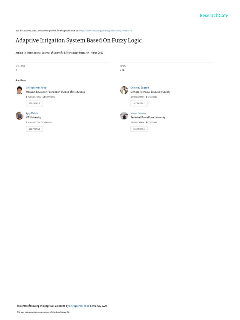 Adaptive Irrigation System Based On Fuzzy Logic | PDF | Printed Circuit Board | Microcontroller