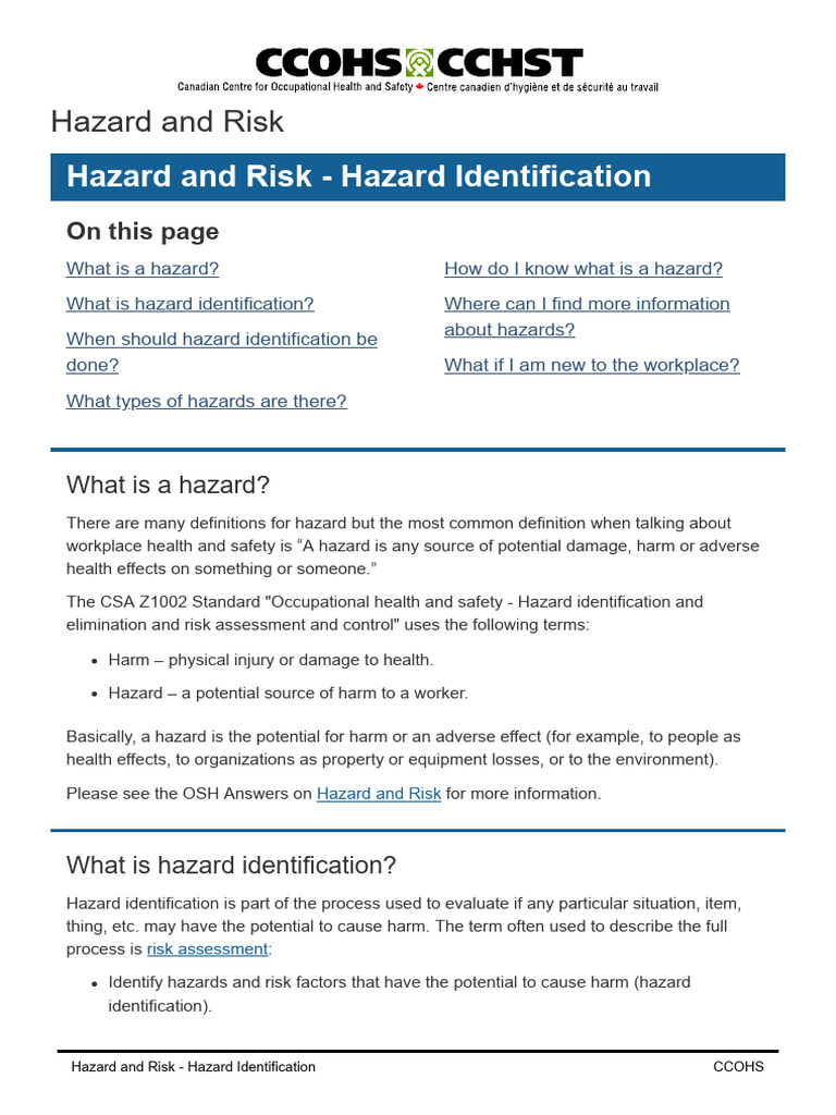 hazard_identification | PDF | Hazards | Risk
