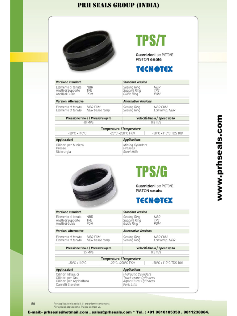 TPS/T: Guarnizioni Per PISTONE PISTON Seals | PDF | Piston | Engine ...