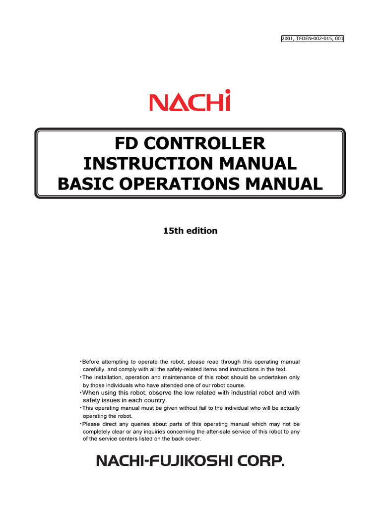 Nachi - FD Controller Instruction+Basic Operation Manual | PDF ...