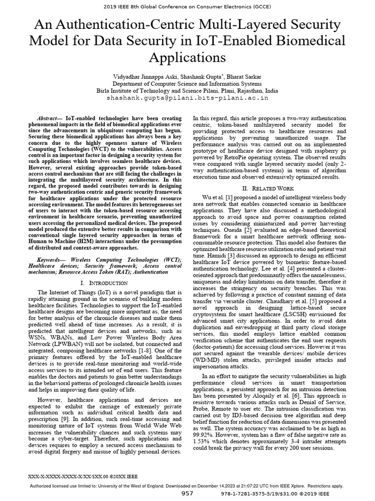 An Authentication-Centric Multi-Layered Security Model For Data Security in IoT-Enabled ...
