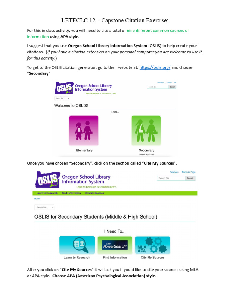 CLC 12 - Capstone Citation Exercise - Updated | PDF | Apa Style | Citation