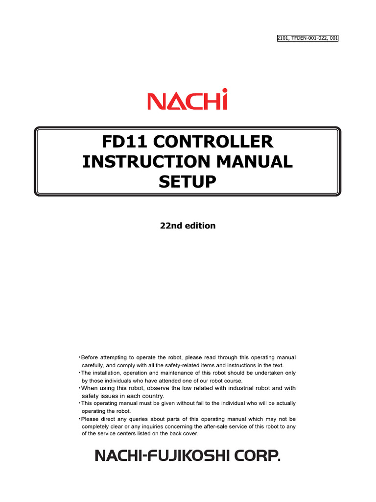 Nachi - FD11 CONTROLLER INSTRUCTION MANUAL | PDF | File Transfer Protocol | Welding