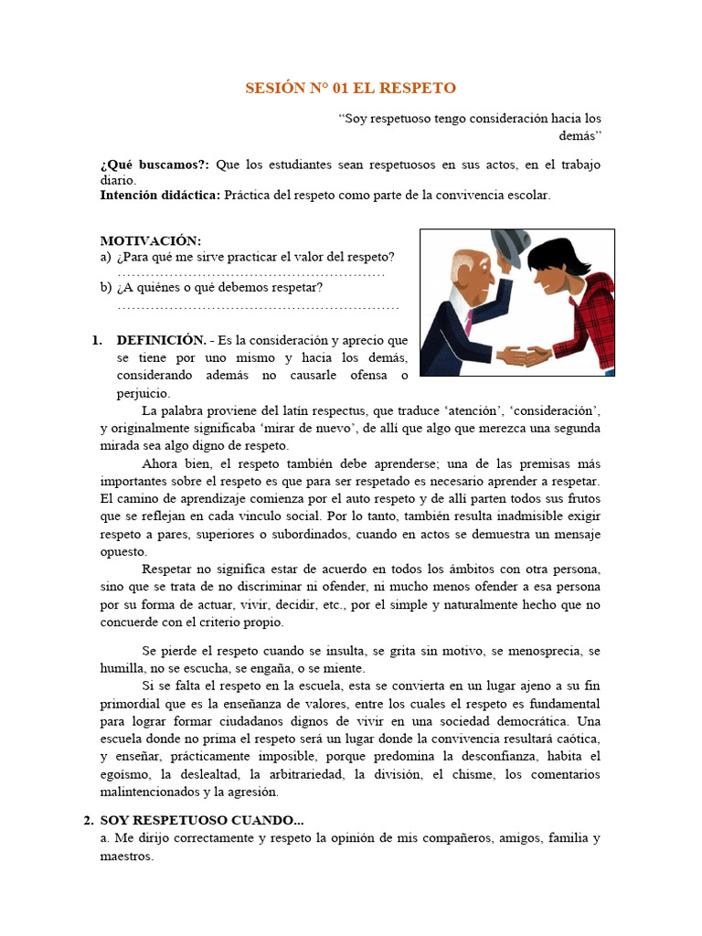 Sesión 1 El Respeto Pdf